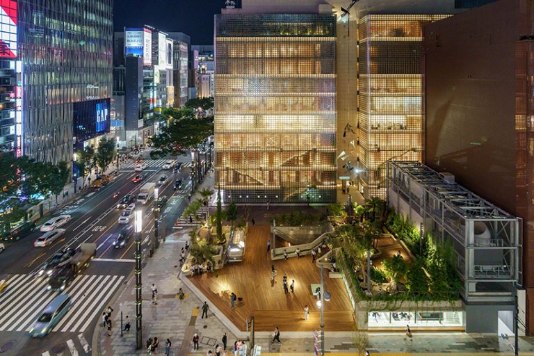 'ginza sony park' is a vibrant public hub at the heart of tokyo