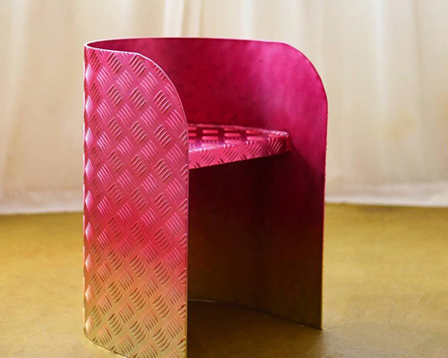 distorted pipes shape jinyeong yeon's 'aluminum anodized' chair series