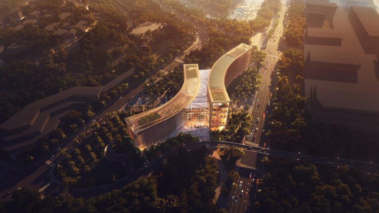 PLP architecture envisions two curved volumes for 'geek community ...