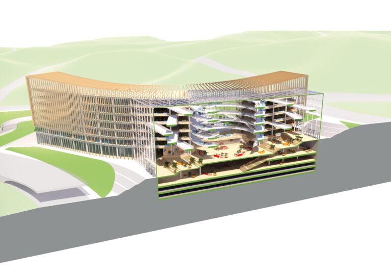 PLP architecture envisions two curved volumes for 'geek community ...