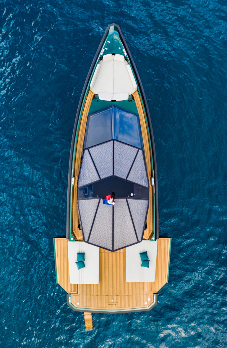 wally unveils a 43ft tender with a center cockpit for increased protection