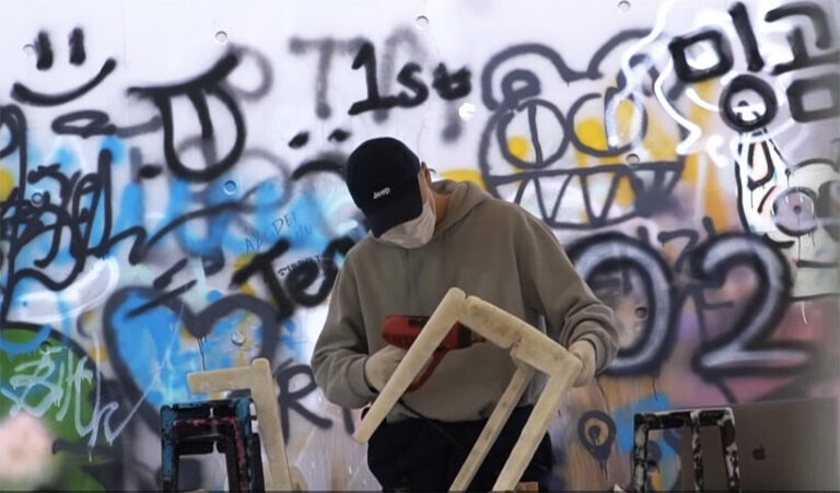 haneul kim upcycles discarded face masks into stool collection