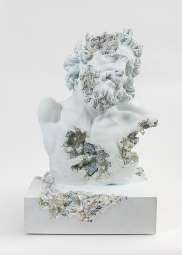 daniel arsham exhibits classical sculptures along pokémon at perrotin NY