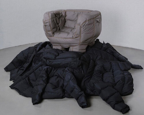 distorted pipes shape jinyeong yeon's 'aluminum anodized' chair series