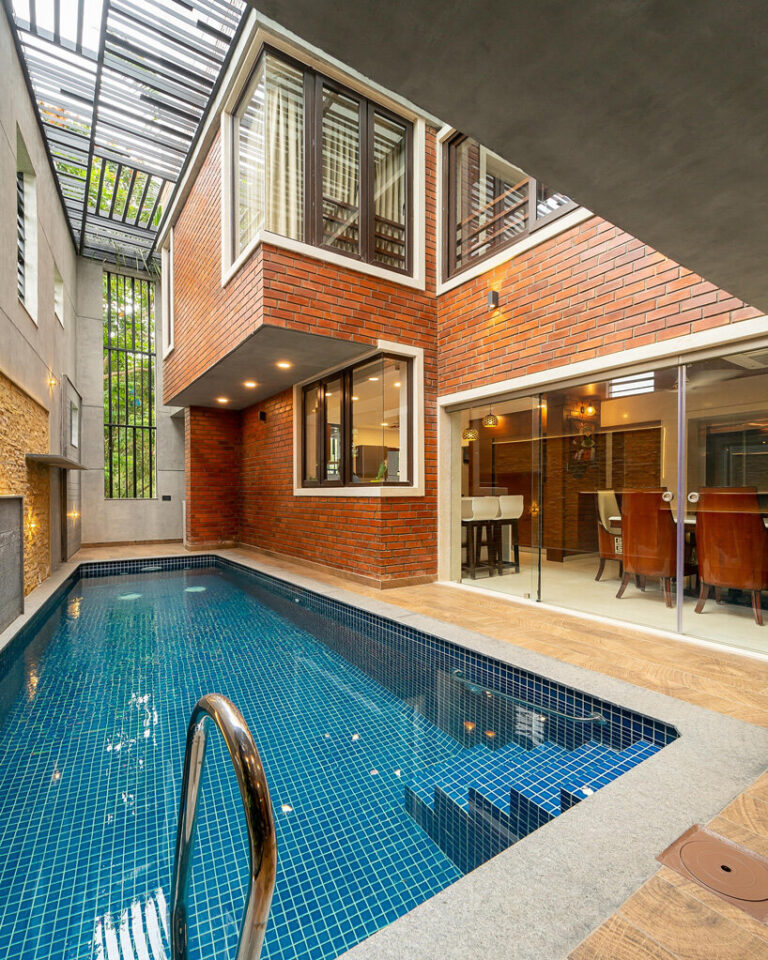 murali architects clads family residence in dynamic brick façade in india