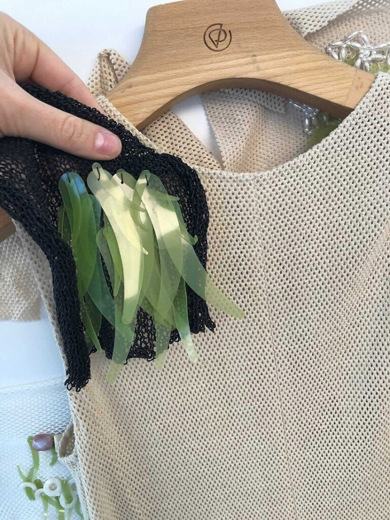 this dress has been crafted using algae-based sequins & carbon-neutral ...