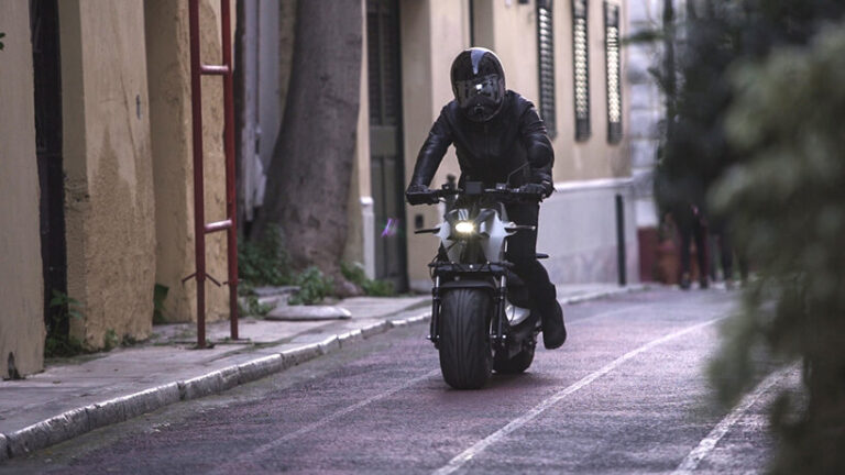 'bull-e' electric scooter merges faceted geometries with a cafe racer stace