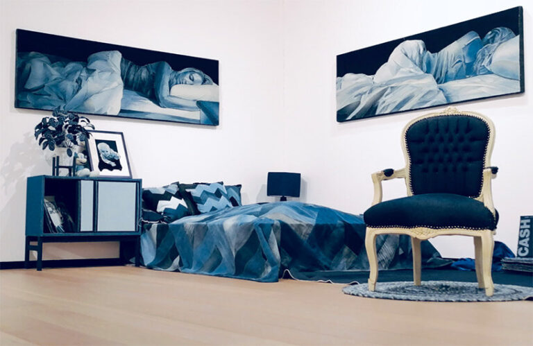 ian berry recreates his lockdown living room entirely in denim