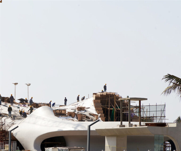 MAD architects' 'wormhole library' nears completion in haikou, china
