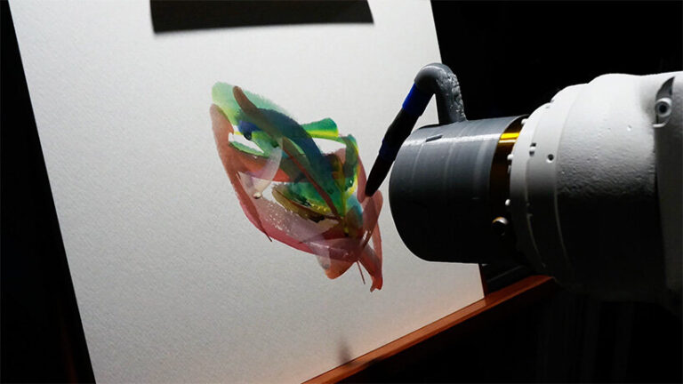 watch an AI-based robot create fine art paintings
