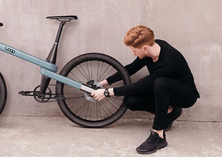 this bike by gaëtan francq features an atypical loop-shaped frame