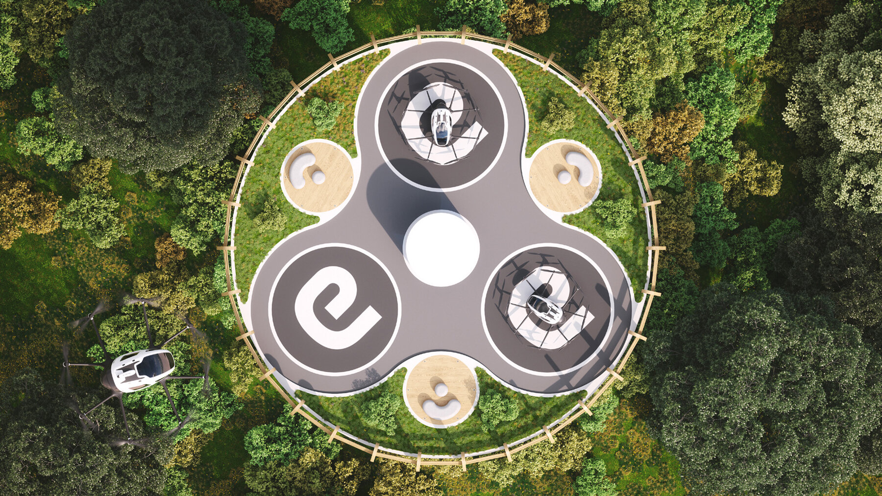 ehang unveils tree-like vertiports for its autonomous passenger drones