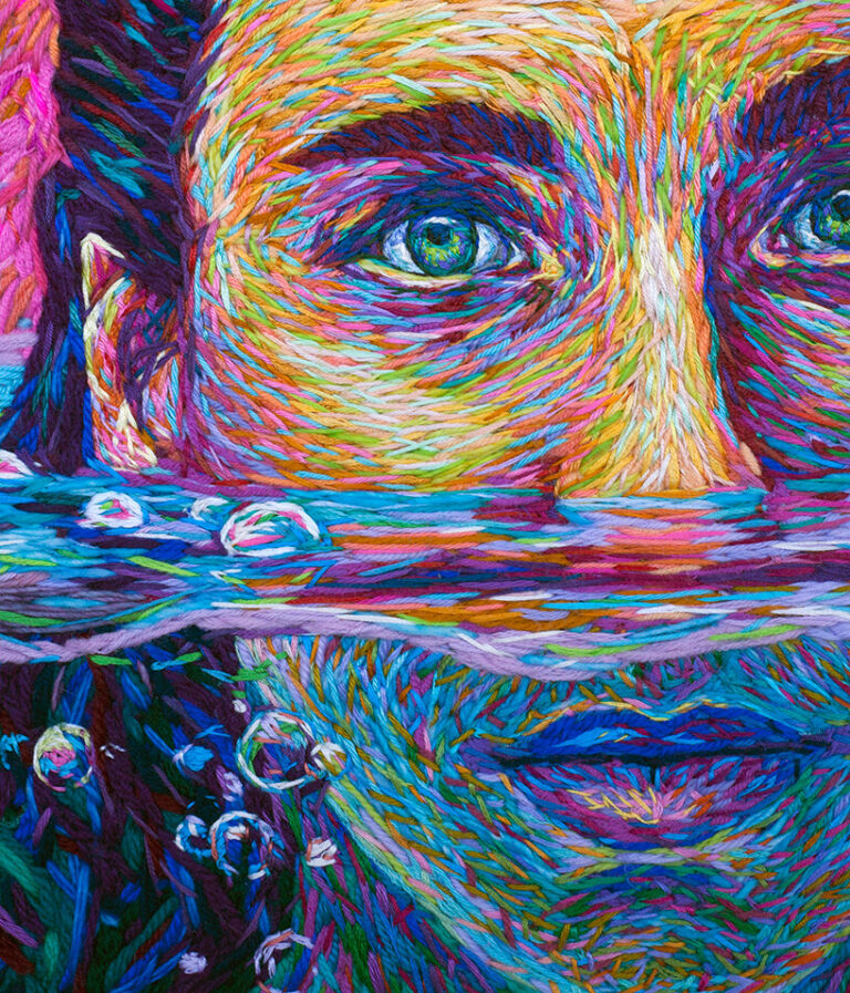 danielle clough's embroidery reels upcycled under-water artistry