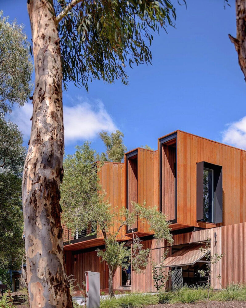 extruded windows clad in corten steel complete ben walker architects ...