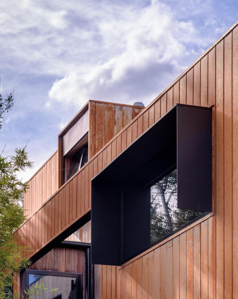 extruded windows clad in corten steel complete ben walker architects ...