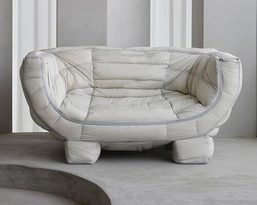 distorted pipes shape jinyeong yeon's 'aluminum anodized' chair series