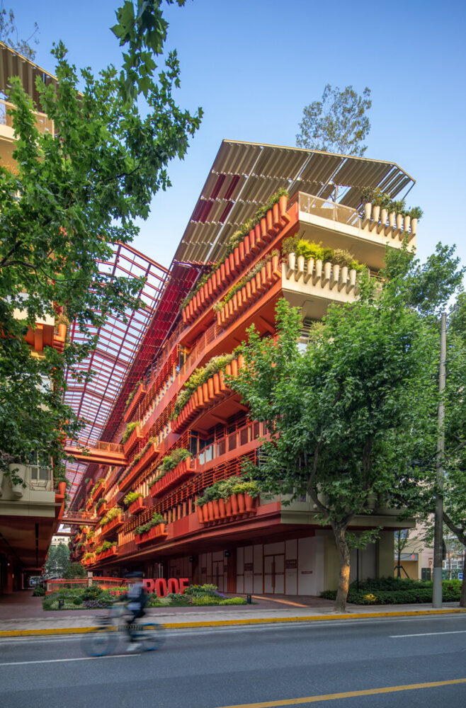 ASPECT studio + jean nouvel's roof in shanghai mimics li 'long backstreets