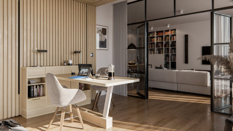 the ori cloud bed transforms into a home office at the touch of a button