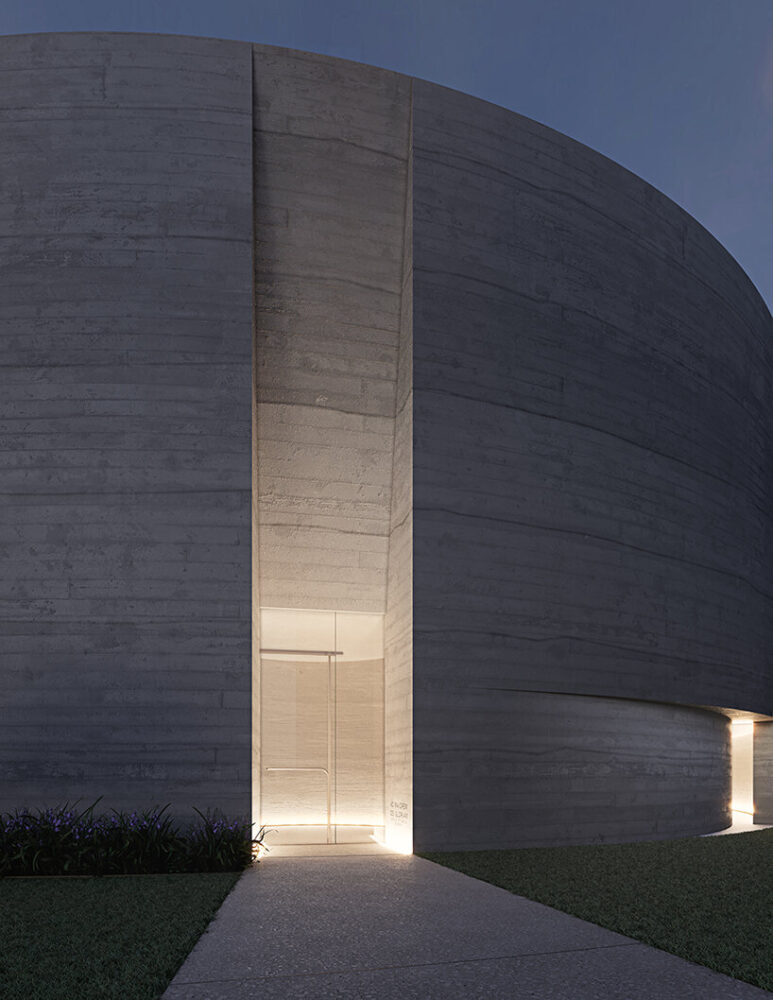 interconnected circles form trahan architect's chapel in new orleans