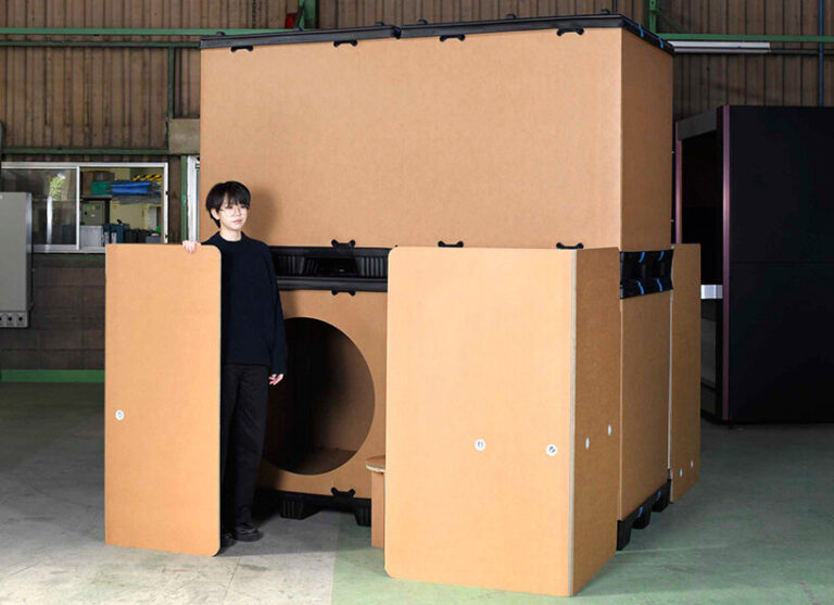 cardboard sleeping capsule by atelier OPA provides shelter in case of ...