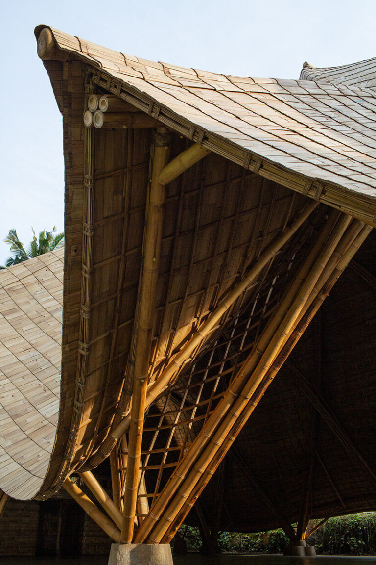 draping roof tops intricate bamboo structure by IBUKU for green school ...