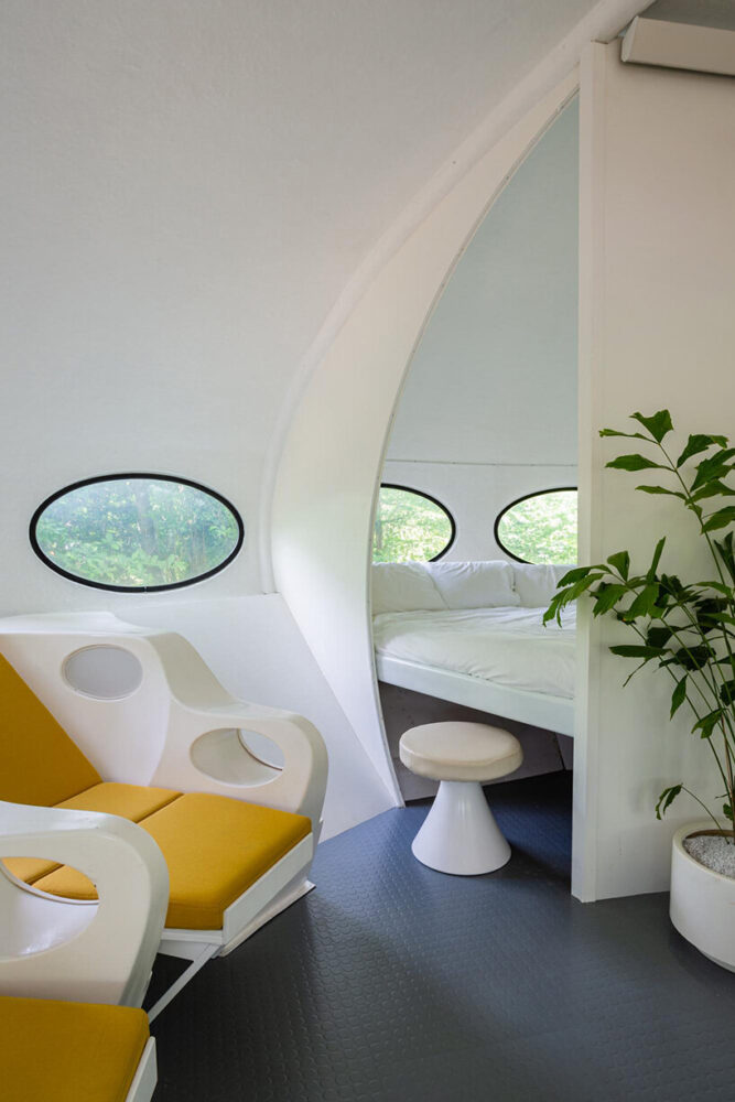 spend the night at a restored 1960s futuro house in somerset's marston park