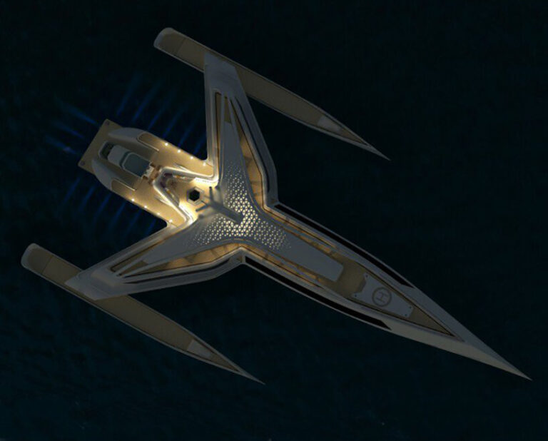 seaplane-like superyacht 'estrella' divides its hull wings into three ...