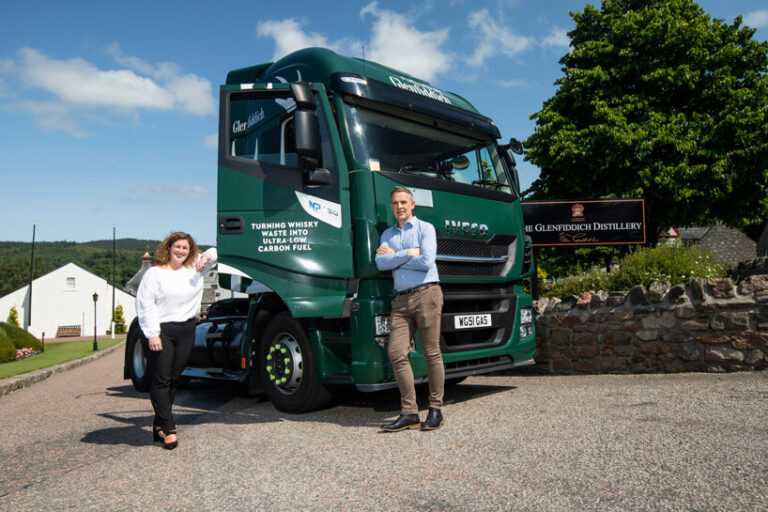 glenfiddich distillery launches trucks fueled by whisky waste