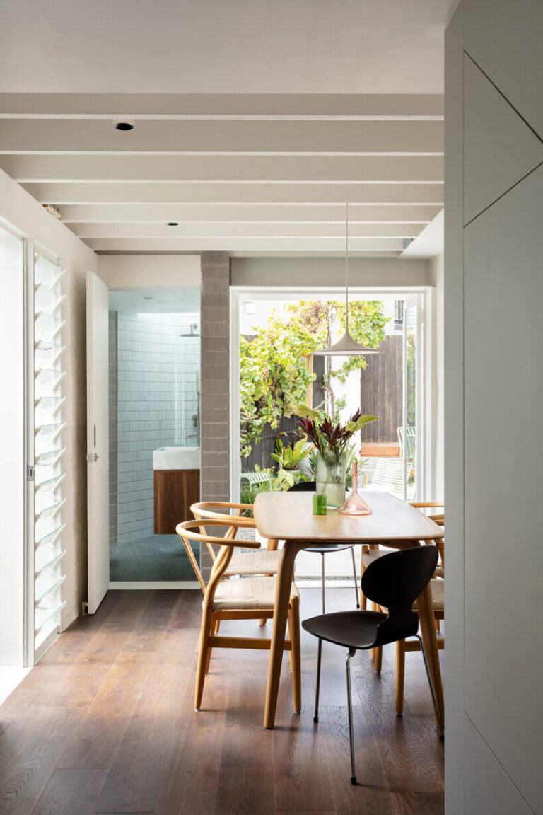 house in newton by architect george is lightweight and simple in form