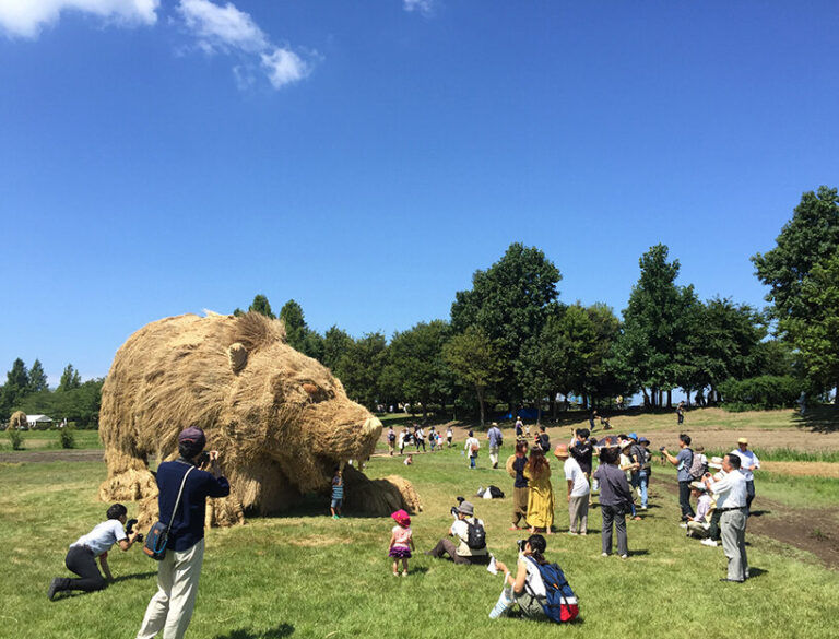 huge rice straw creatures take over the wara art festival