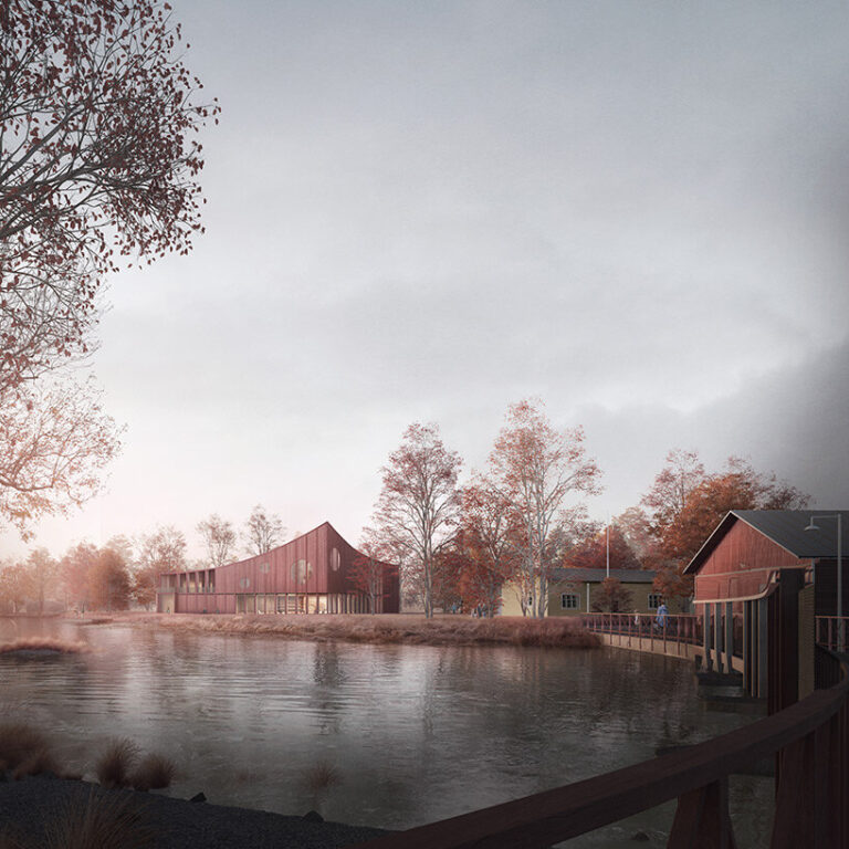 reiulf ramstad proposes geometric museum with curved roofing in finland