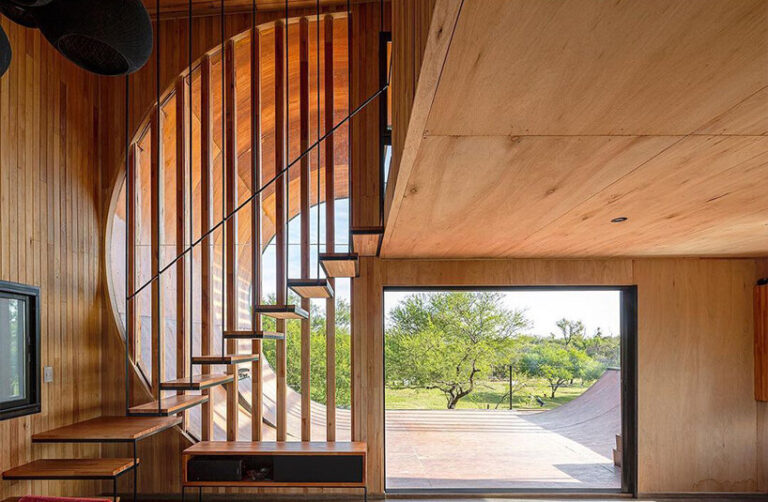 this 100% sustainable skatehouse is a fusion of house and skate park