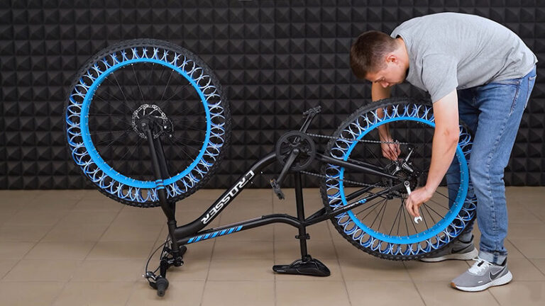 you can make your own set of airless bike tires using PVC pipes, bolts ...