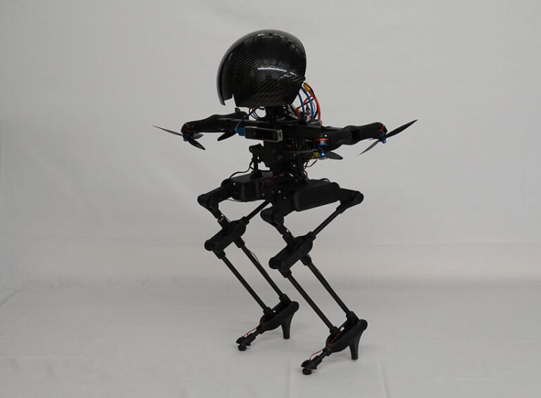 LEONARDO is a fusion of a bipedal walking robot with a flying drone