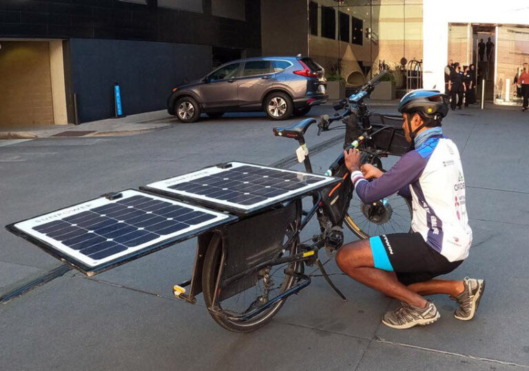 record holder sushil reddy is riding a solar powered e-bike across the US