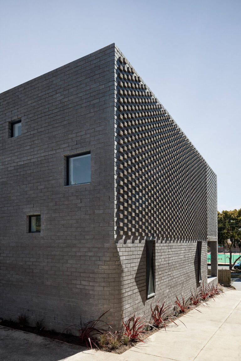 LLDS wraps its 'cuboid house' with robotically-generated skin of grey brick