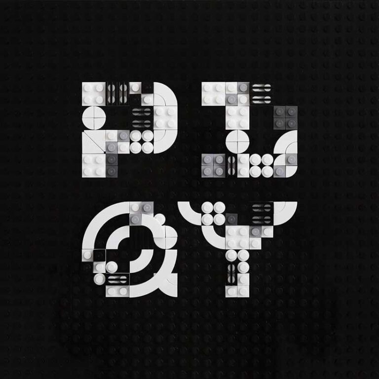 'brik font' by craig ward is a typography series made of LEGO bricks