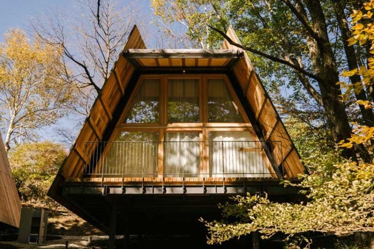 escape the city with SANU's timber cabins scattered across japan