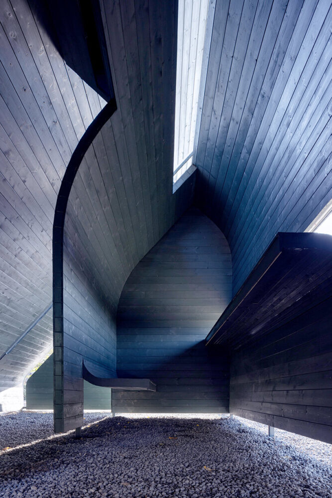 LIN architecture's wood pavilion is a place to sit, meditate, and stare