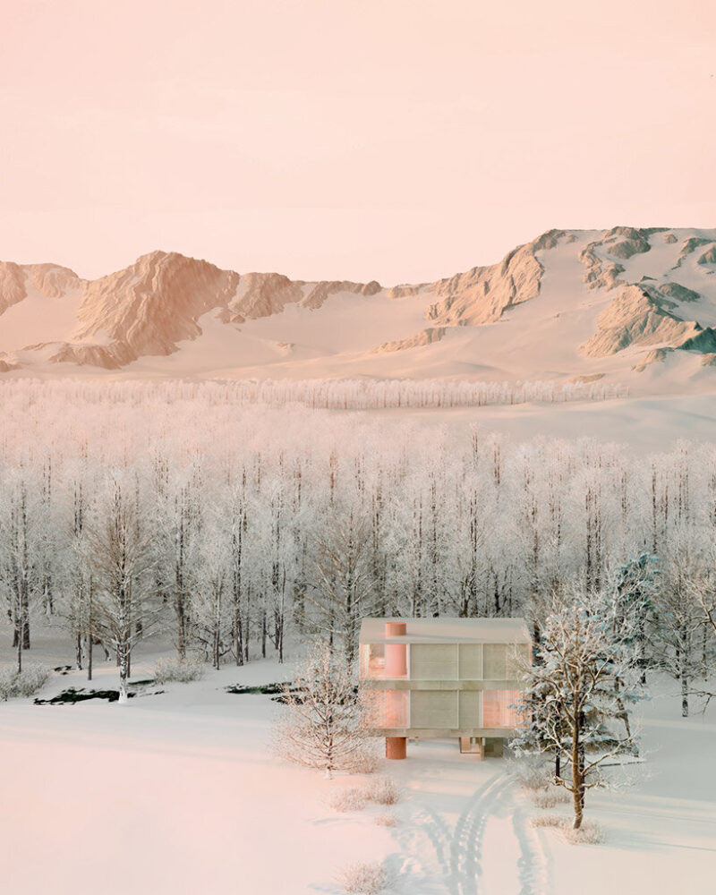andrés reisinger's winter house is a tranquil haven for a frosty metaverse
