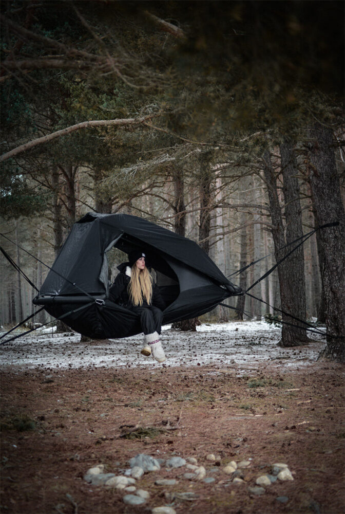 exod's monolith is a one-person hanging inflatable tent