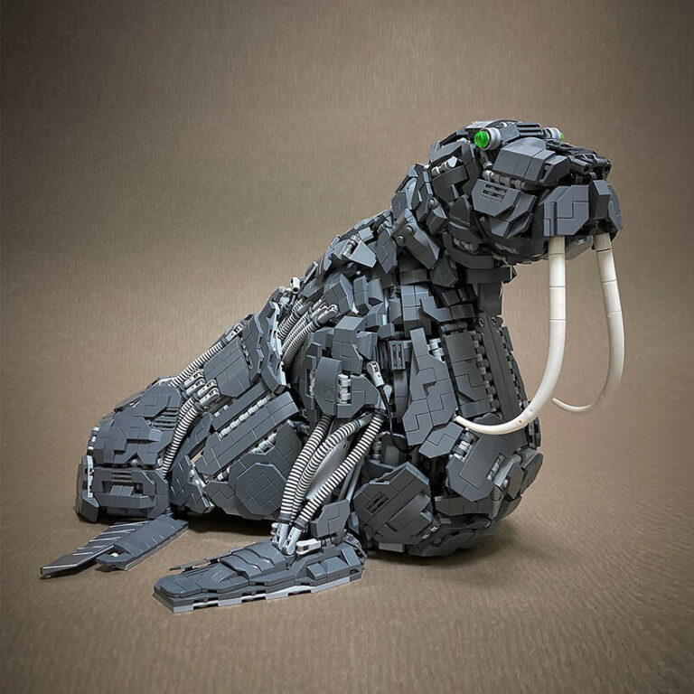 intricate LEGO sculptures by mitsuru nikaido reimagine animals as mecha ...