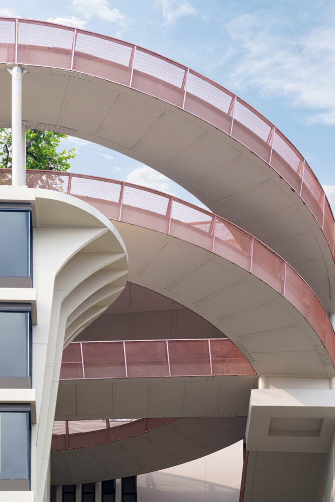 openbox architects inserts rose gold spiral ramp between two ...