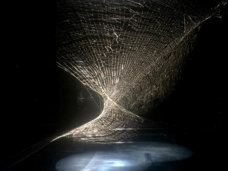 tiktokers loving tomás saraceno's huge spider web installation in NYC