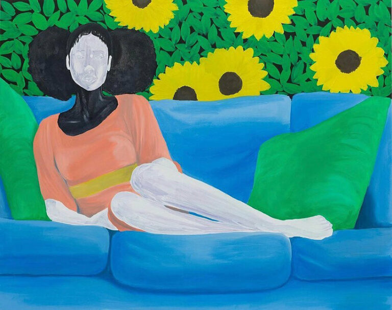 artist emecheta covers the color of dark-skinned figures with a white hue