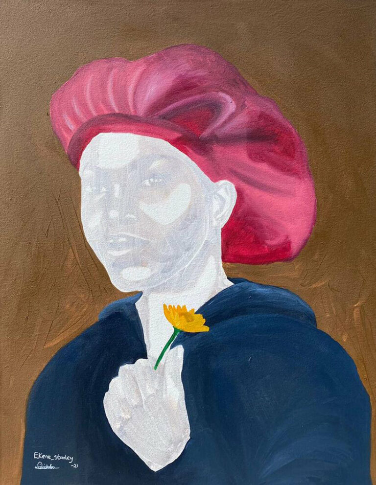 artist emecheta covers the color of dark-skinned figures with a white hue