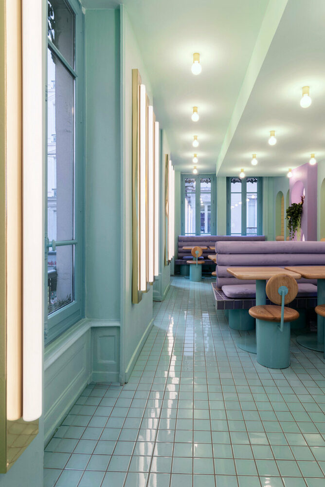 masquespacio infuses restaurant interior in france with pastel tones ...