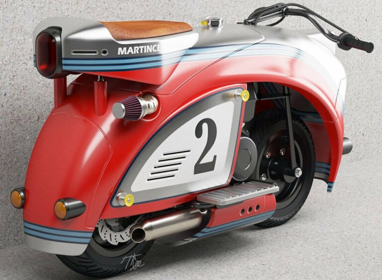 customized red mini-bike by moto designs celebrates old video games