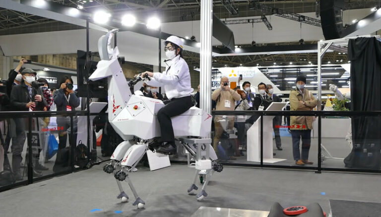 kawasaki unveils rideable robotic ibex at international robot exhibition