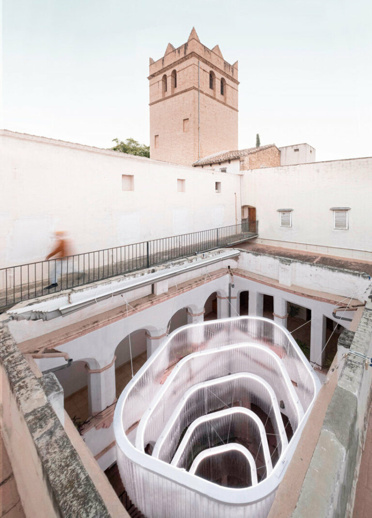 monumental lamp installation lights up the main patio of a 17th century ...